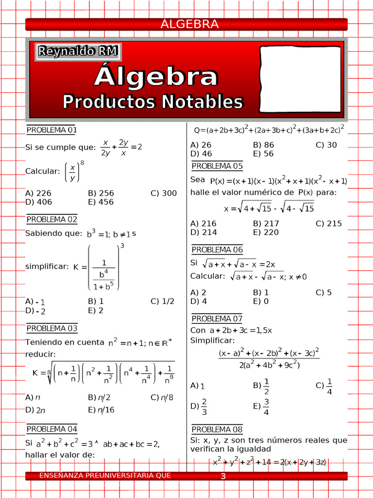 Productos Notables | PDF | Álgebra abstracta | Matemáticas