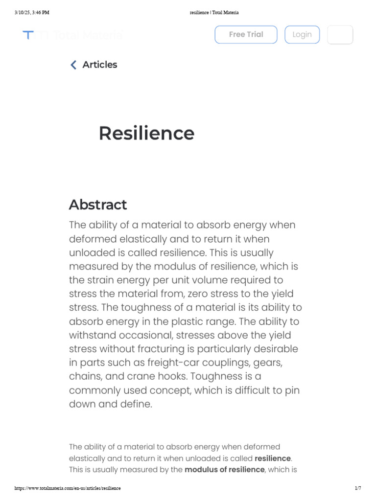Understanding Material Resilience and Toughness | PDF | Deformation ...