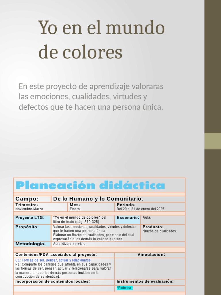 Yo en el mundo de colores 4° mariel | PDF | Aprendizaje | Pedagogía