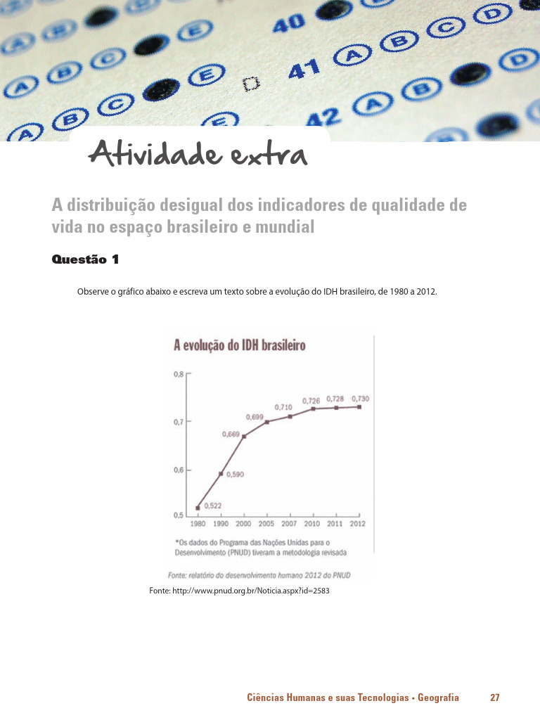 Exercícios sobre IDH para 7º Ano | PDF | Índice de desenvolvimento ...