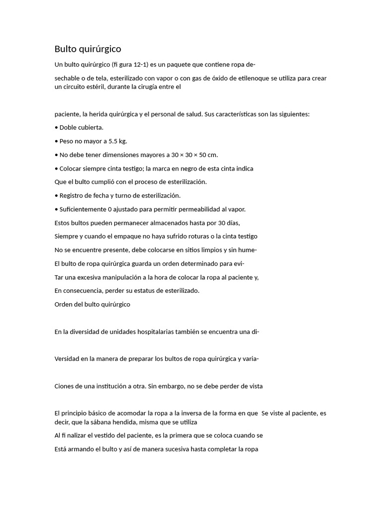 Bulto Quirúrgico | PDF | Ropa