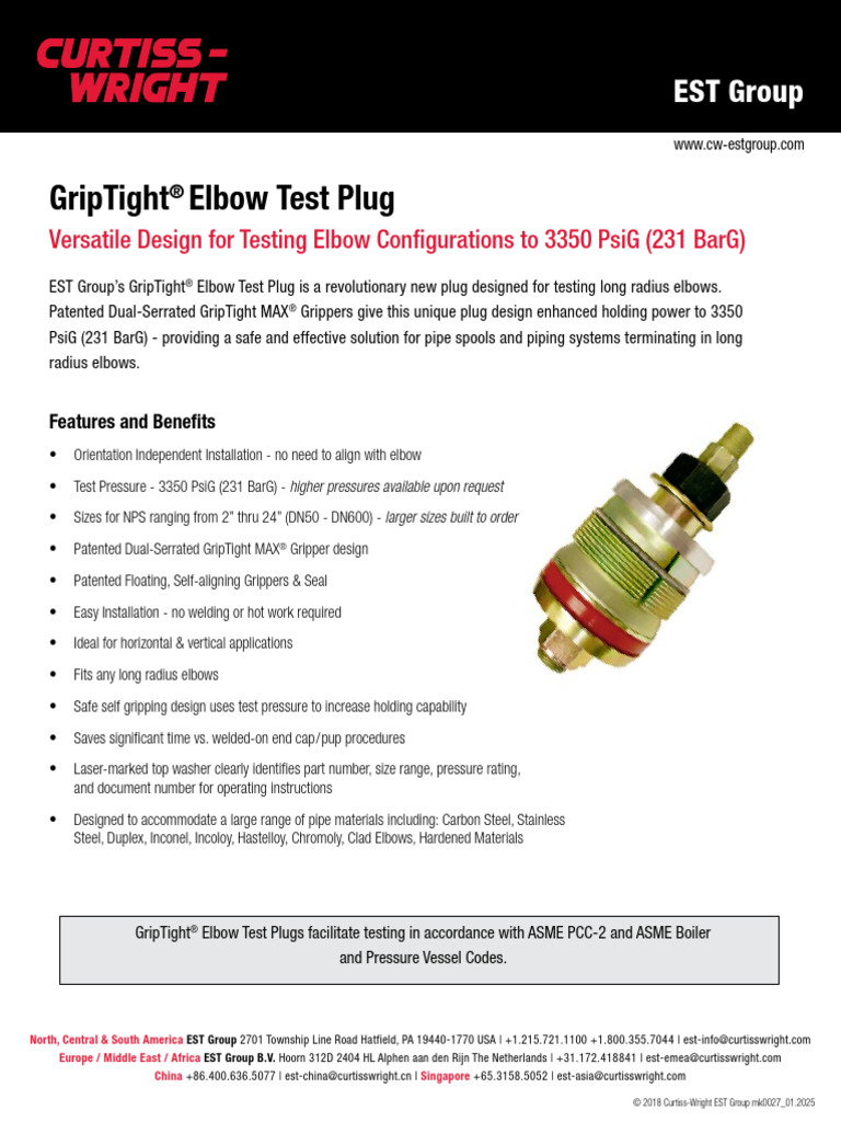 MK0027-GripTight-Elbow-Test-Plug-Literature | PDF | Pipe (Fluid ...