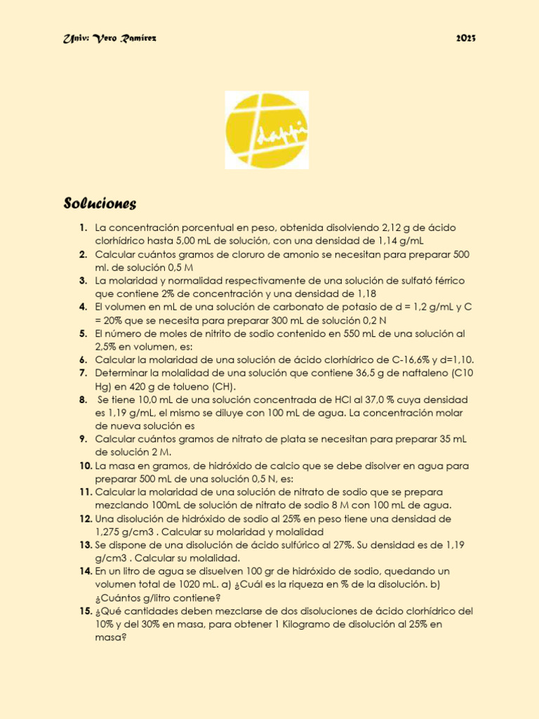 Soluciones y PH, POH | PDF | Ácido clorhídrico | Ph