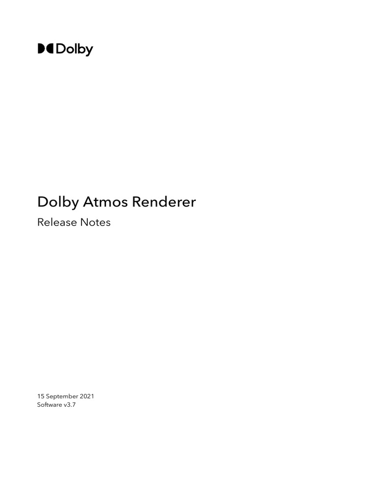Dolby Atmos Renderer v3.7 Release Notes | PDF | Computing | Sound ...