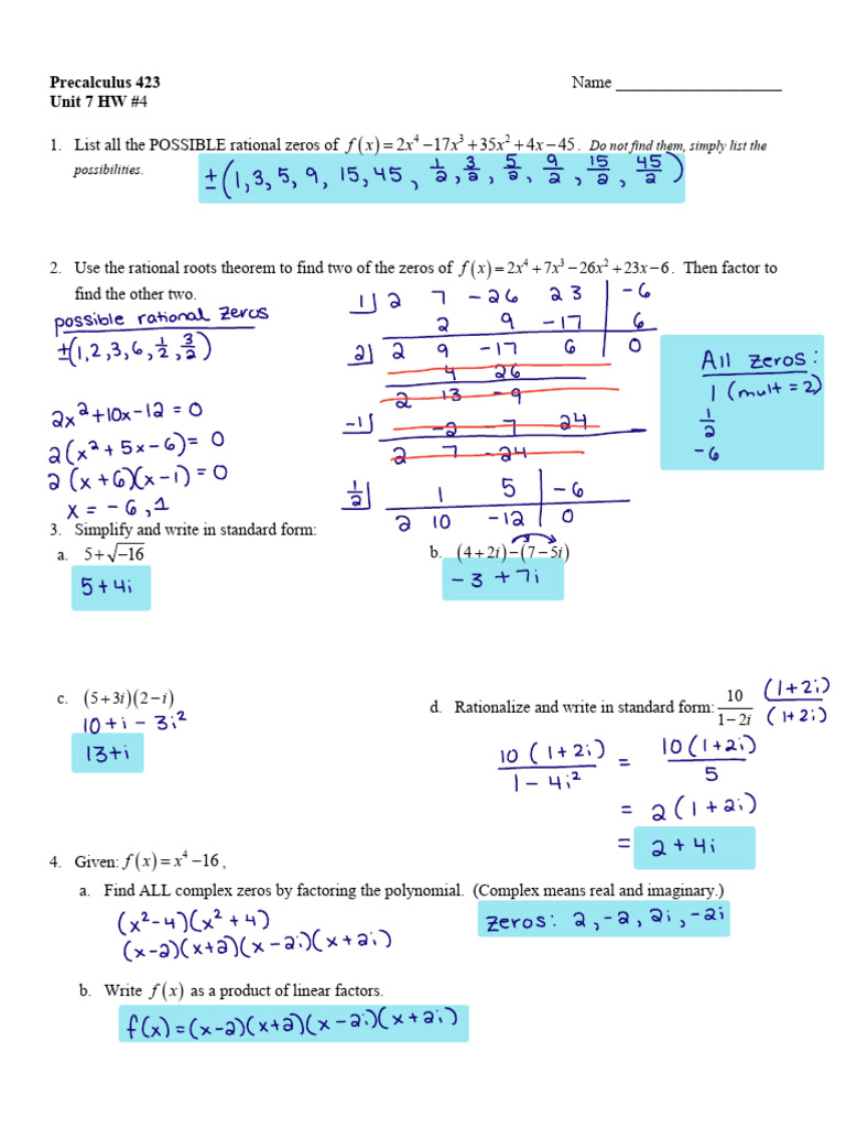 U7HW4 Key MKH 2023 | PDF | Factorization | Zero Of A Function
