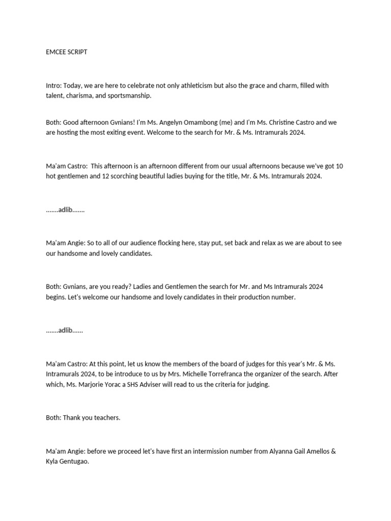 EMCEE SCRIPT-WPS Office | PDF