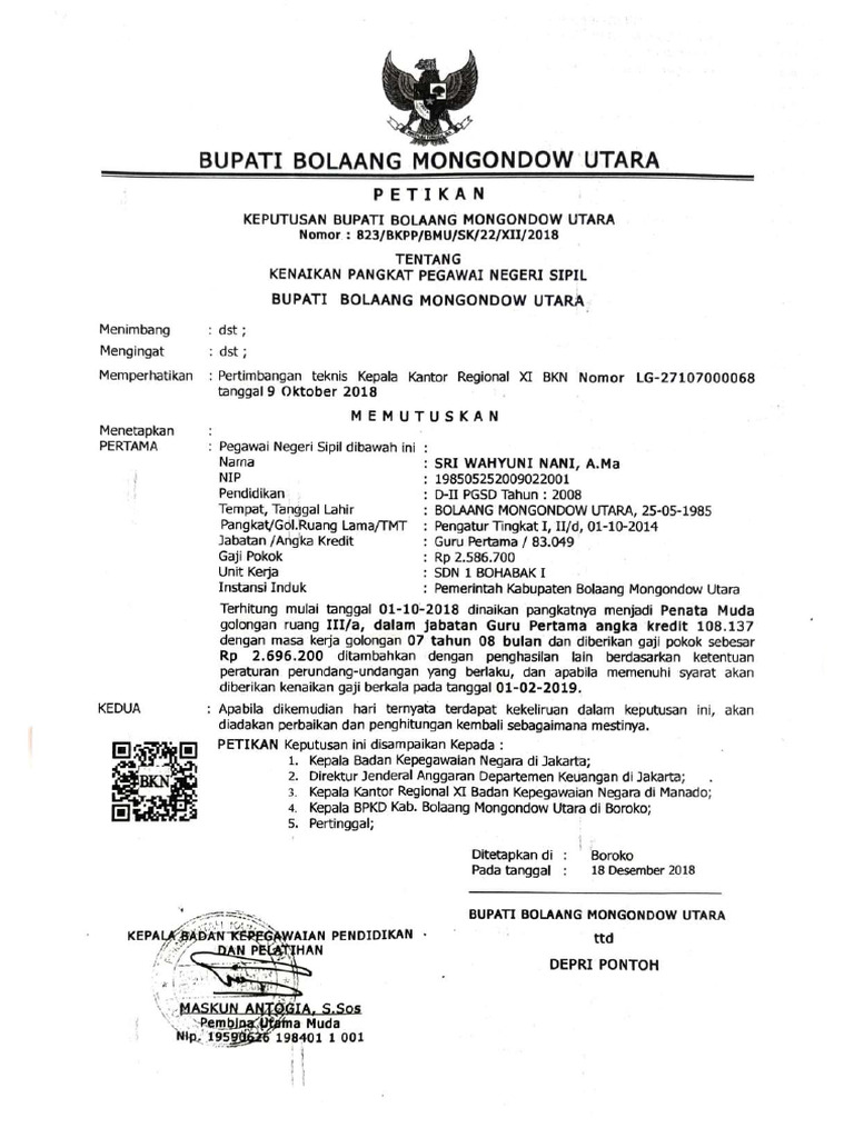 SK Pangkat Terakhir_Sri Wahnuni Nani | PDF