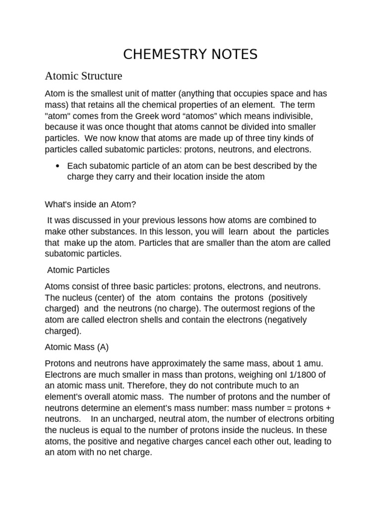 Chemestry Notes | PDF