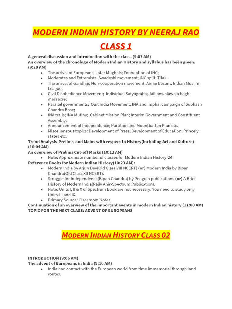 Overview of Modern Indian History | PDF | Mughal Empire