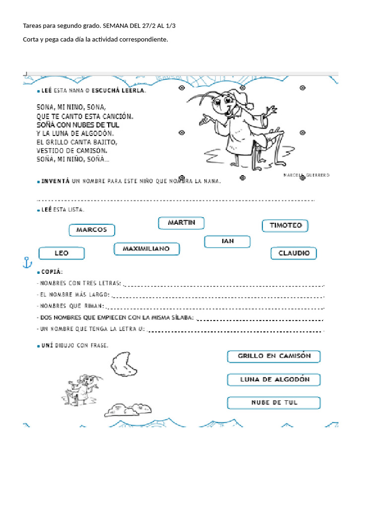 Tareas para segundo grado | PDF