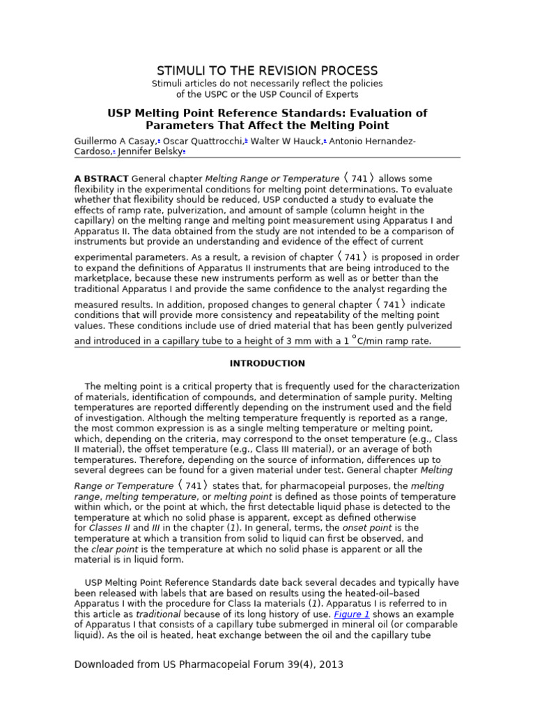 USP Melting Point Standards Review | PDF | Differential Scanning ...