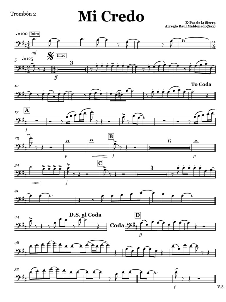 Mi Credo-K Paz de La Sierra - Trombón 2 | PDF