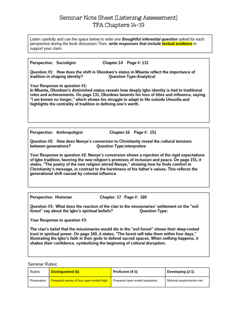 - TFA Note Sheet 3 | PDF | Traditions