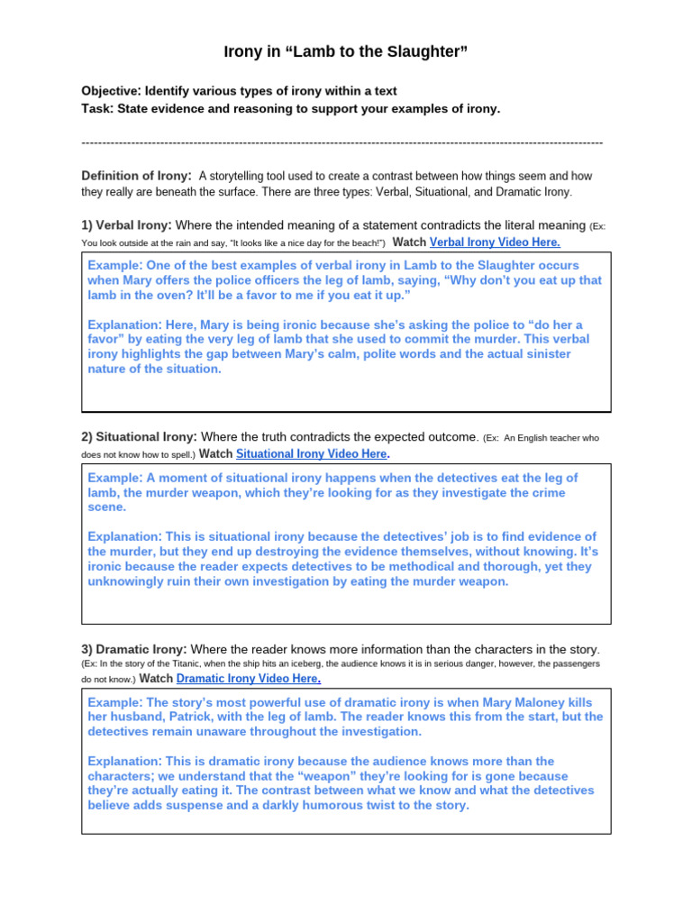 Dramatic Irony in "Lamb to the Slaughter" | PDF | Irony