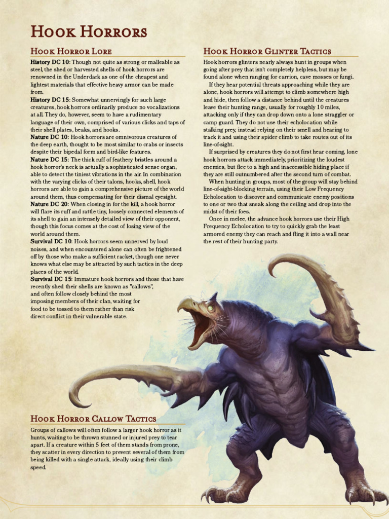 D&D 5E Hook Horror Overview | PDF | Zoology
