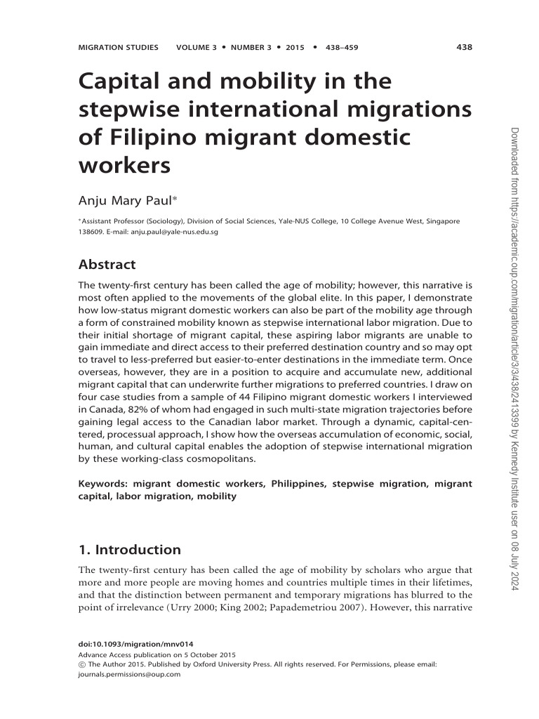 Mary Paul - Stepwise Intl Migra Filipinos | PDF | Migrant Worker ...