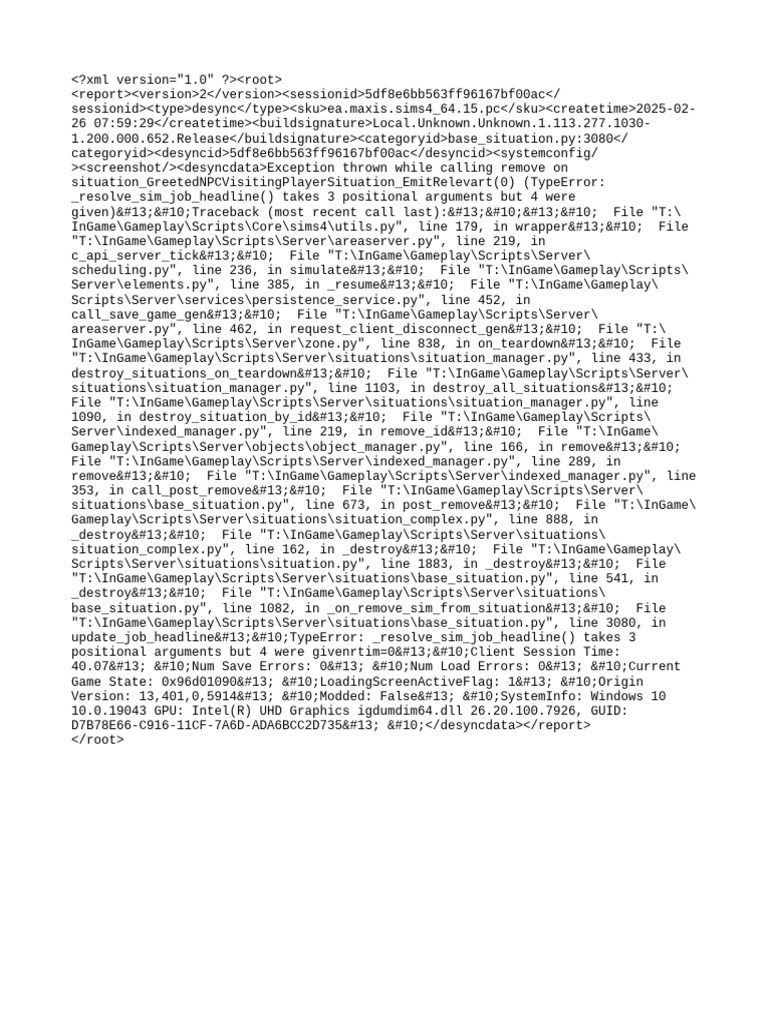 Sims 4 Desync Error Report 2025 | PDF | Computing | Software