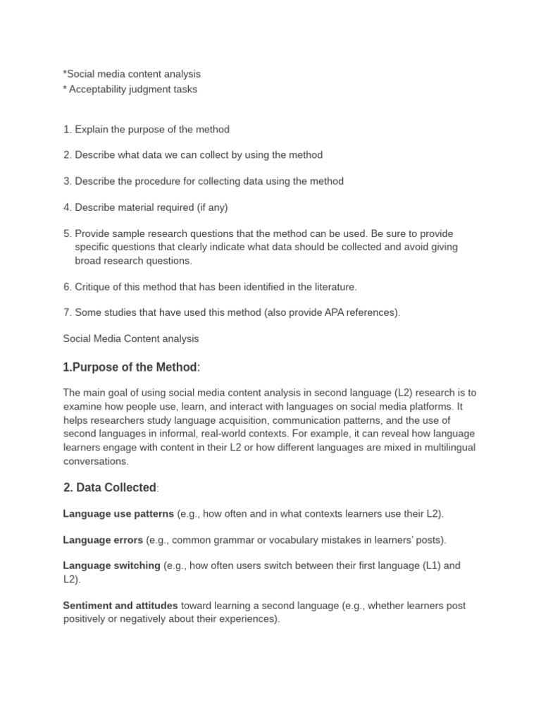 Social Media Content Analysis | PDF | Second Language Acquisition ...