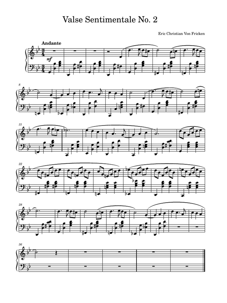 Valse Sentimentale No. 2 Eric Christian Von Fricken Valse Sentimentale ...