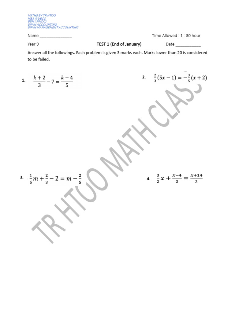 Year 9 Practice | PDF