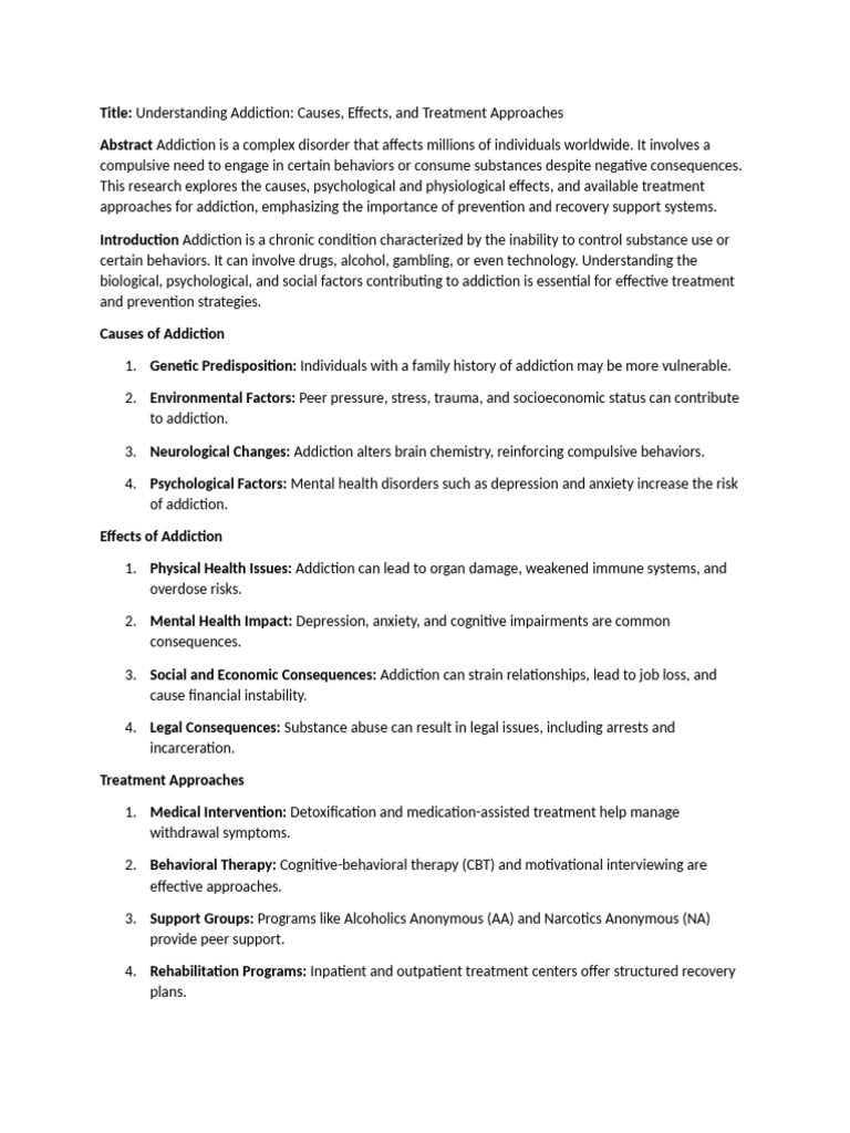 Addiction | PDF | Substance Abuse | Mental Disorder