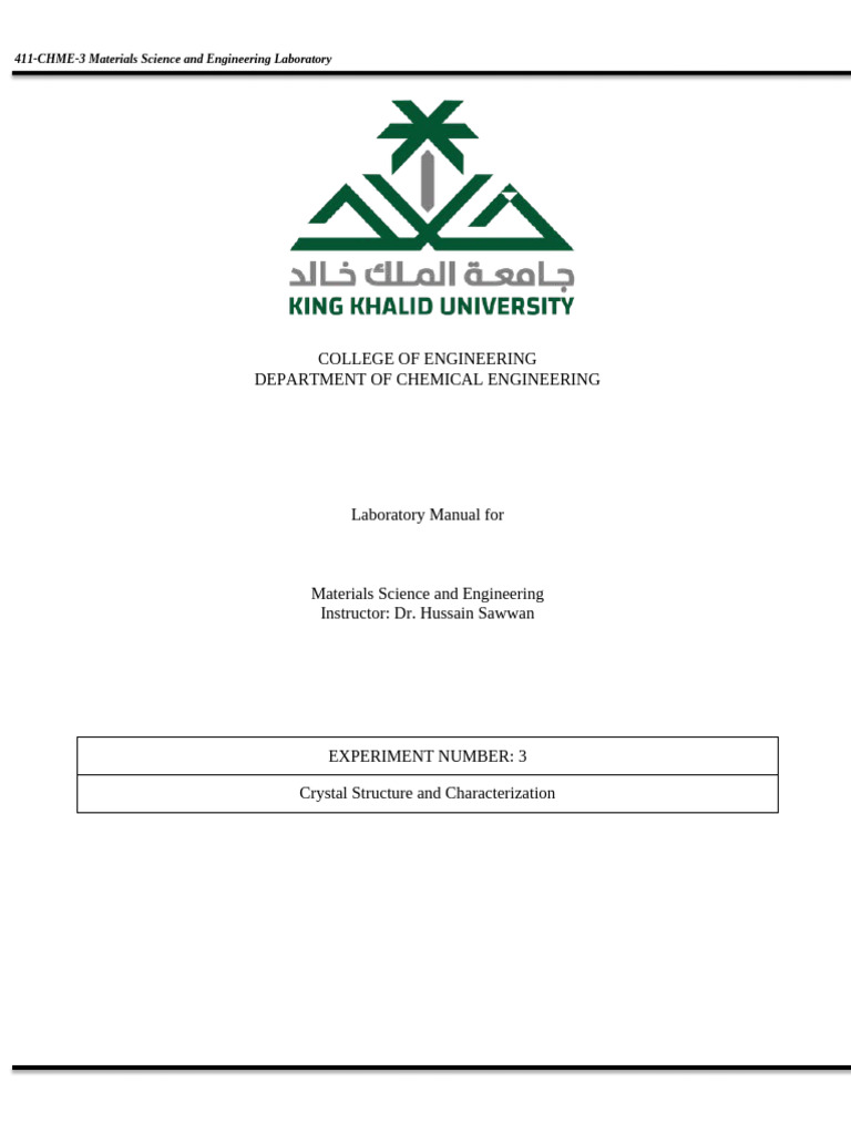 Exp 3 Crystal Structure And Characterization Pdf Crystal Structure