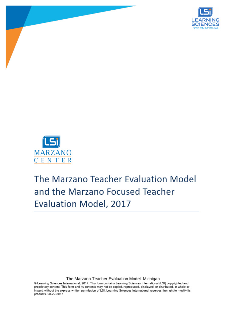 Marzano Teacher Evaluation Model Overview | PDF | Validity (Statistics ...