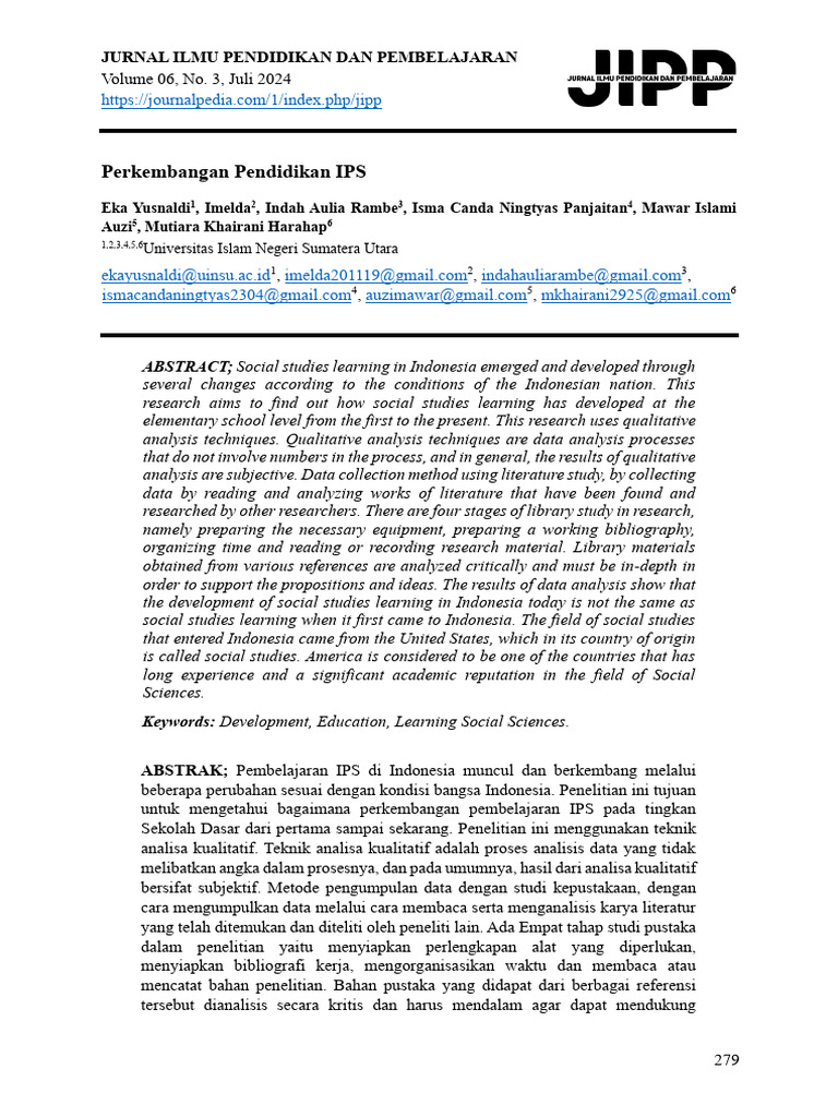 Perkembangan Pendidikan IPS | PDF