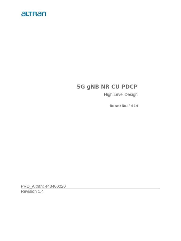 5g Gnb Nr Pdcp Hld Rel 1.0 Rev 1.4 | PDF | Internet Protocols | Network Congestion