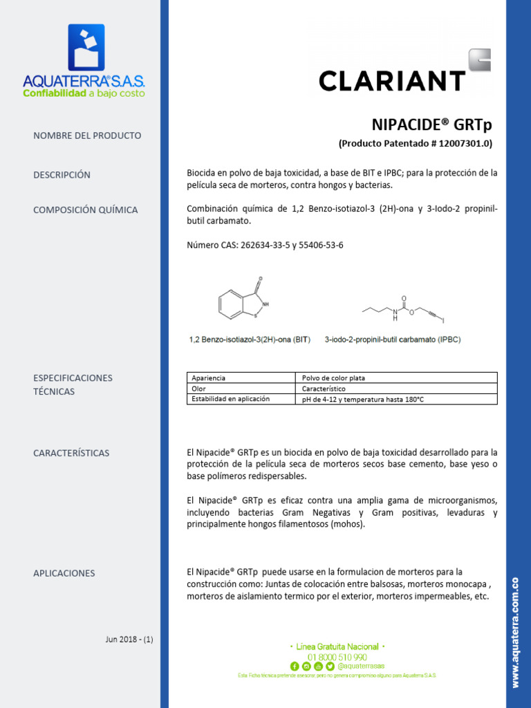 FT Clariant Nipacide-Grtp | PDF | Mortero (Albañilería) | Materiales