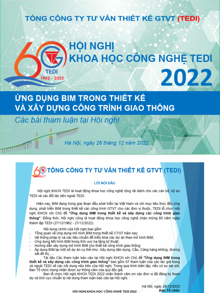 TUYỂN TẬP Các Tham Luận Tại Hội Nghị KHCN TEDI 2022 | PDF