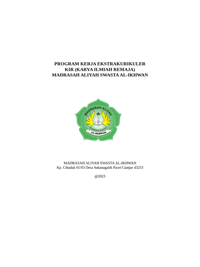 Program Kerja Kir | PDF