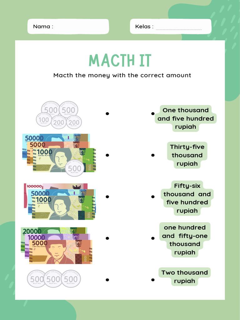 Uang dalam Bahasa Inggris: Latihan Matching | PDF
