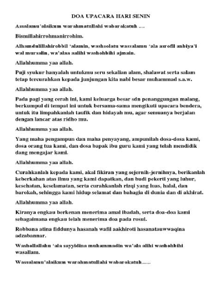 Doa Upacara Hari Senin | PDF