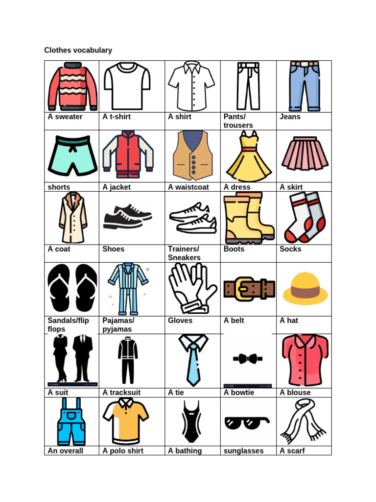 4. Clothes Vocabulary | PDF