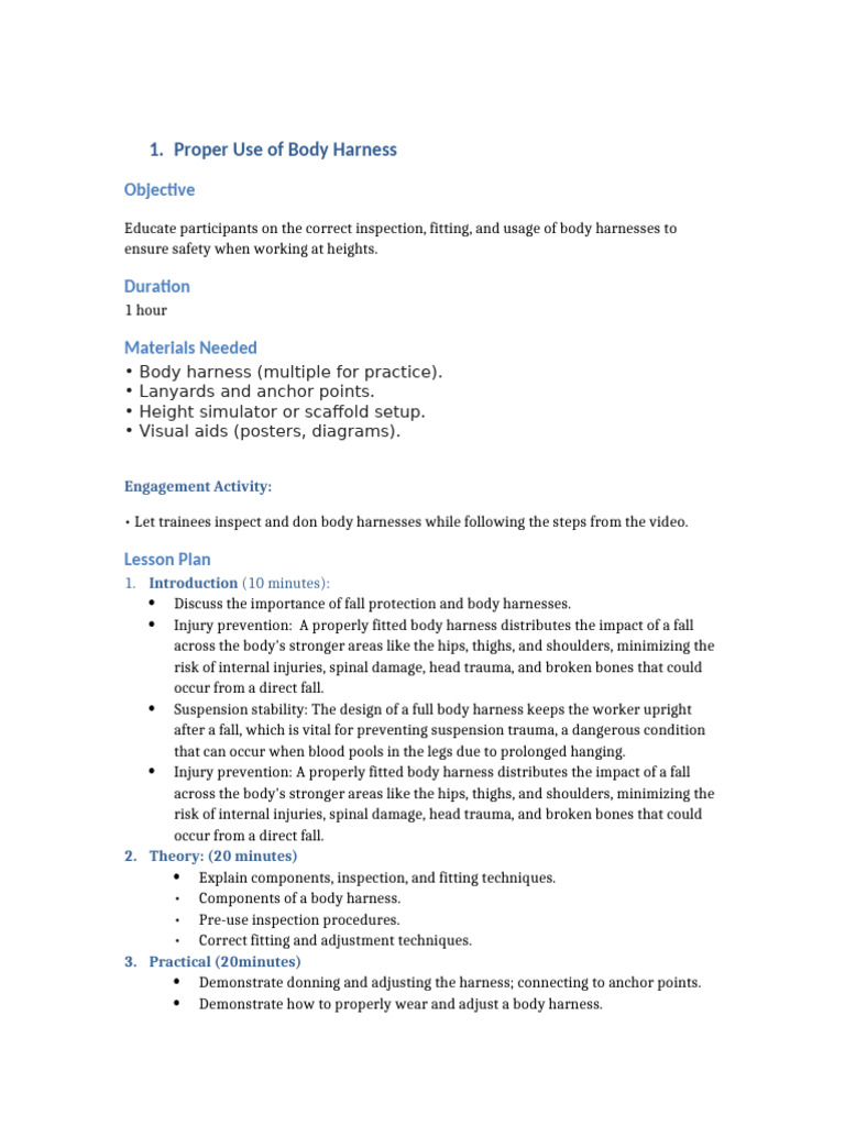 Body Harness Safety Training Guide | PDF | Safety