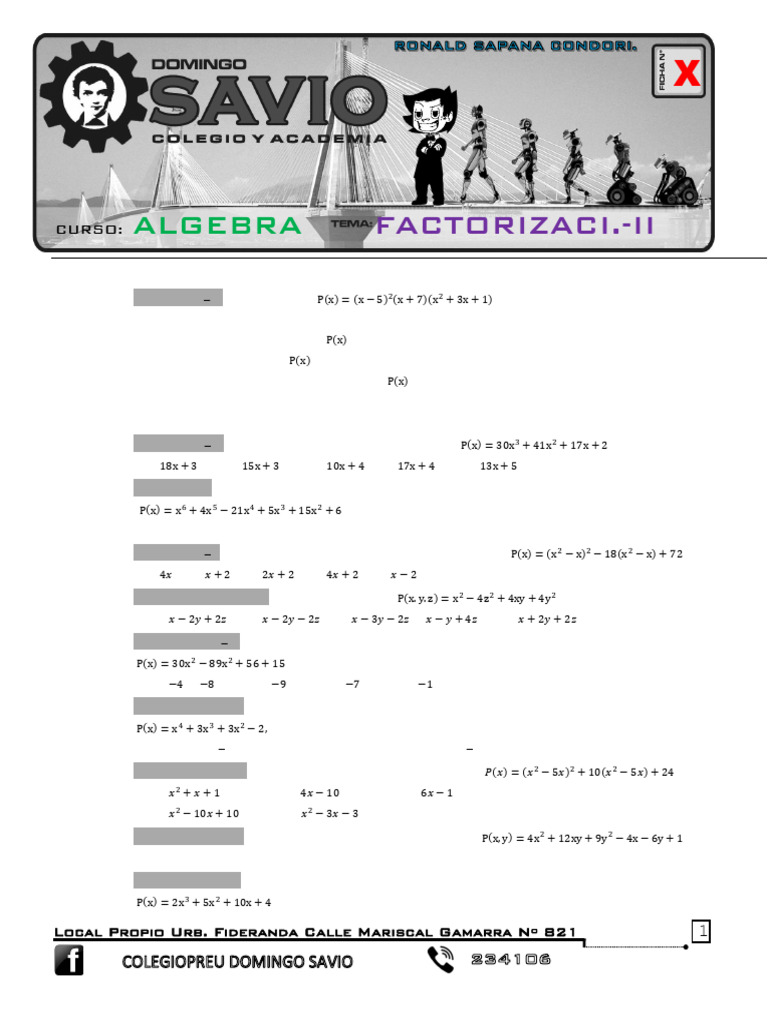 Factorizacion 1 | PDF | Factorización | Álgebra