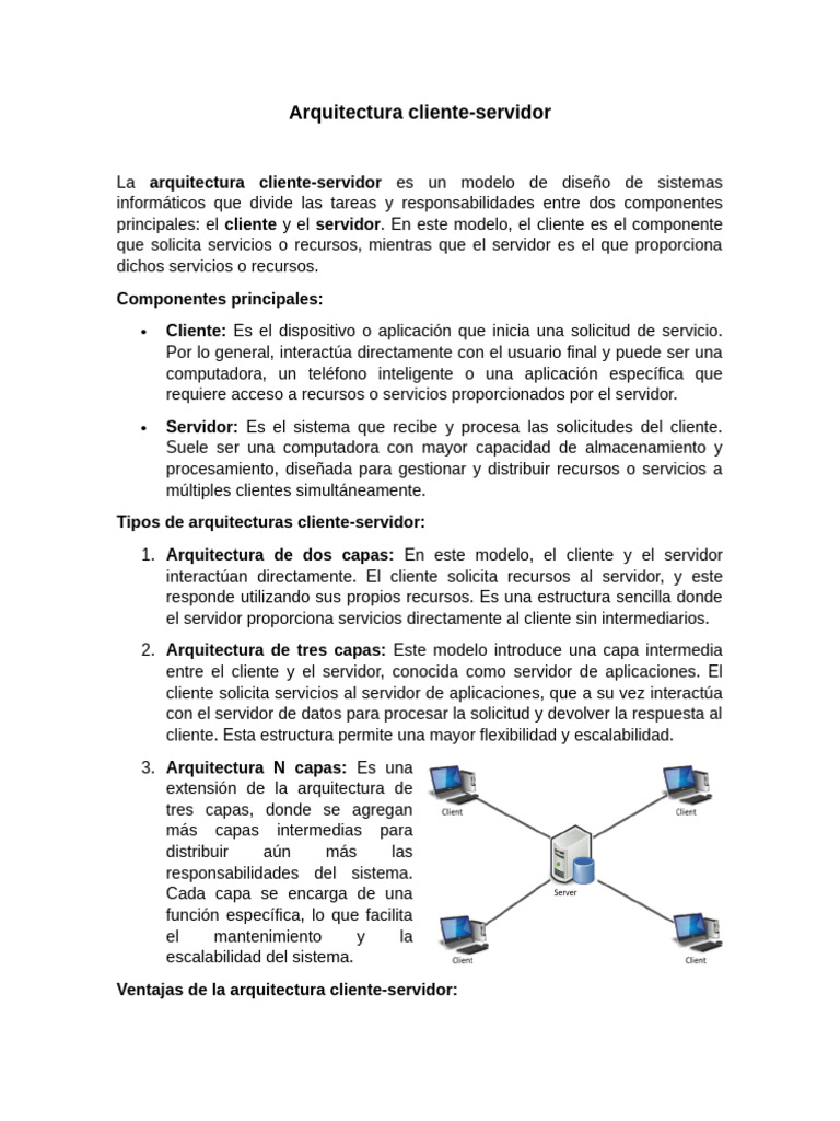 Arquitectura Cliente-Servidor | PDF | Modelo cliente-servidor ...