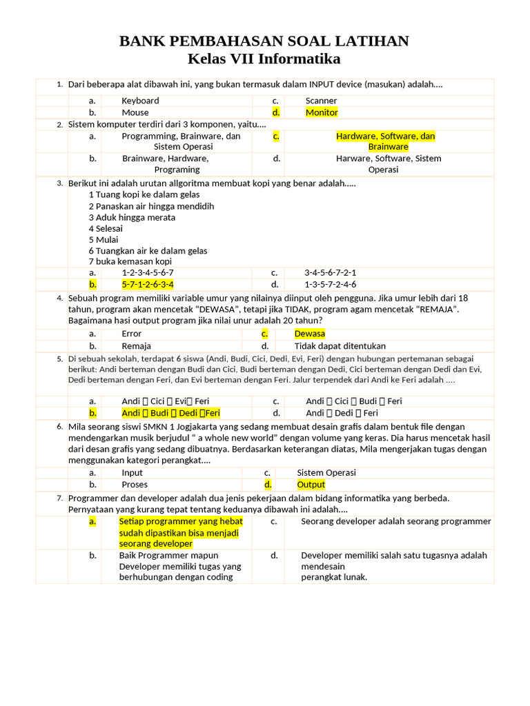 Kelas 7 Mat 2025 | PDF