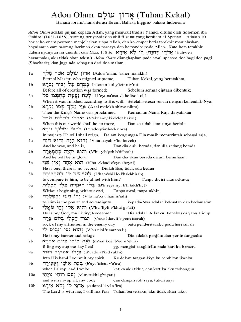Makna dan Analisis Adon Olam | PDF