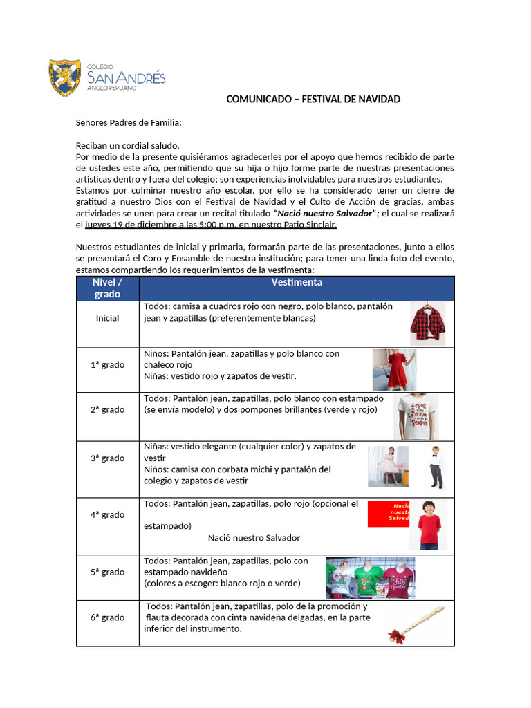 COMUNICADO Presentacion | PDF | Ropa