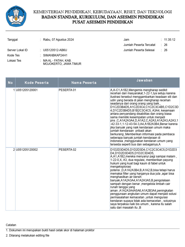 Simulasi 1 MA 2024 | PDF