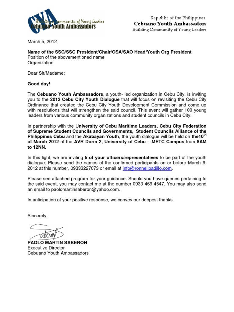 2012 Cebu City Youth Dialogue Invite | PDF | Public Sphere | Government
