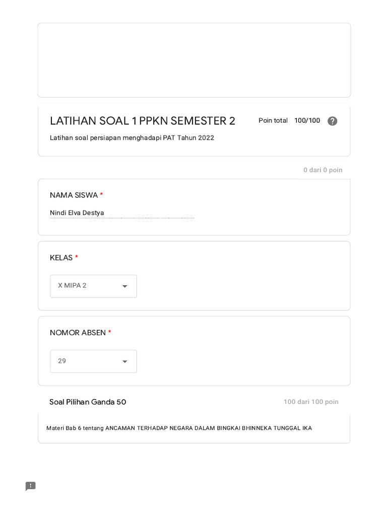 Latihan Soal 1 PPKN Semester 2 | PDF