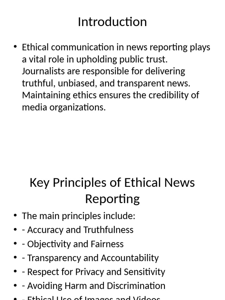 Maintaining Ethics in News Reporting Detailed | PDF | Journalism ...