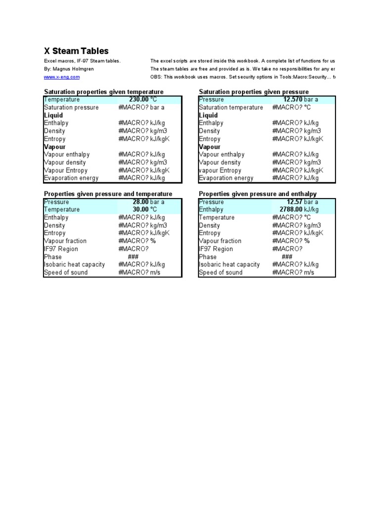 XSteam Excel v2.6 | PDF | Teaching Methods & Materials | Science ...