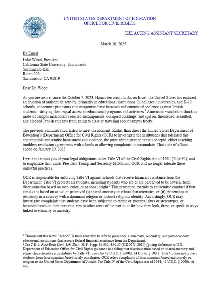 California State University, Sacramento Letter | PDF | Human Rights ...