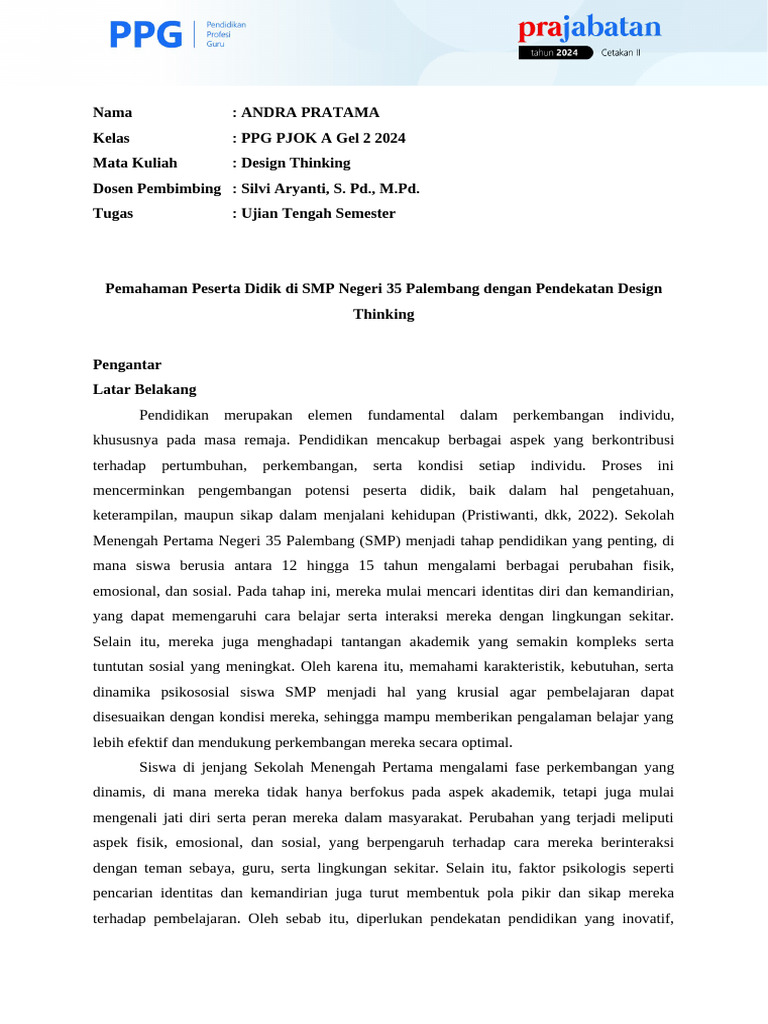 UTS (Design Thinking) - Iksan | PDF