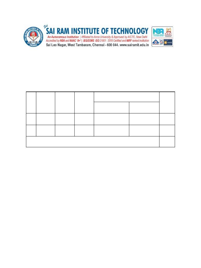 CAT-1 Seating III Year (VI Sem) | PDF