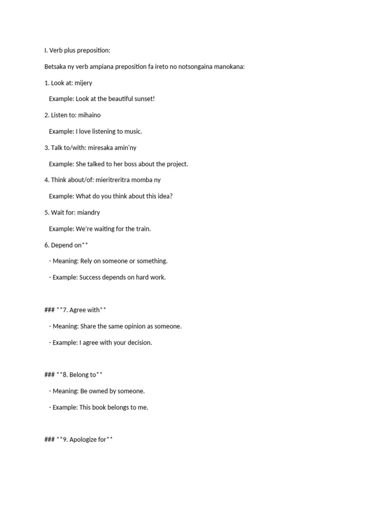 Verb Plus Preposition | PDF